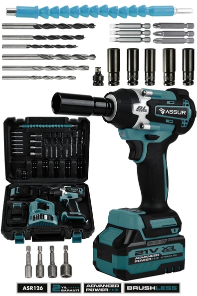 PTTAVM: Assur 450 NM TORKLU 21V ÇİFT AKÜLÜ 10 PİLLİ KÖMÜRSÜZ 1/2 MAVİ ...