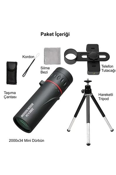 PTTAVM: Plentiful 2000x24 Zoom Monoküler Mini Taşınabilir HD Dürbün Su ...