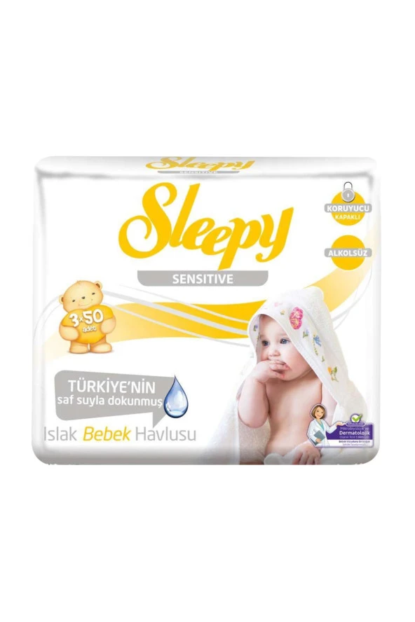 PTTAVM: Sleepy Sensitive Islak Havlu 50 Yaprak 3'Lü Paket